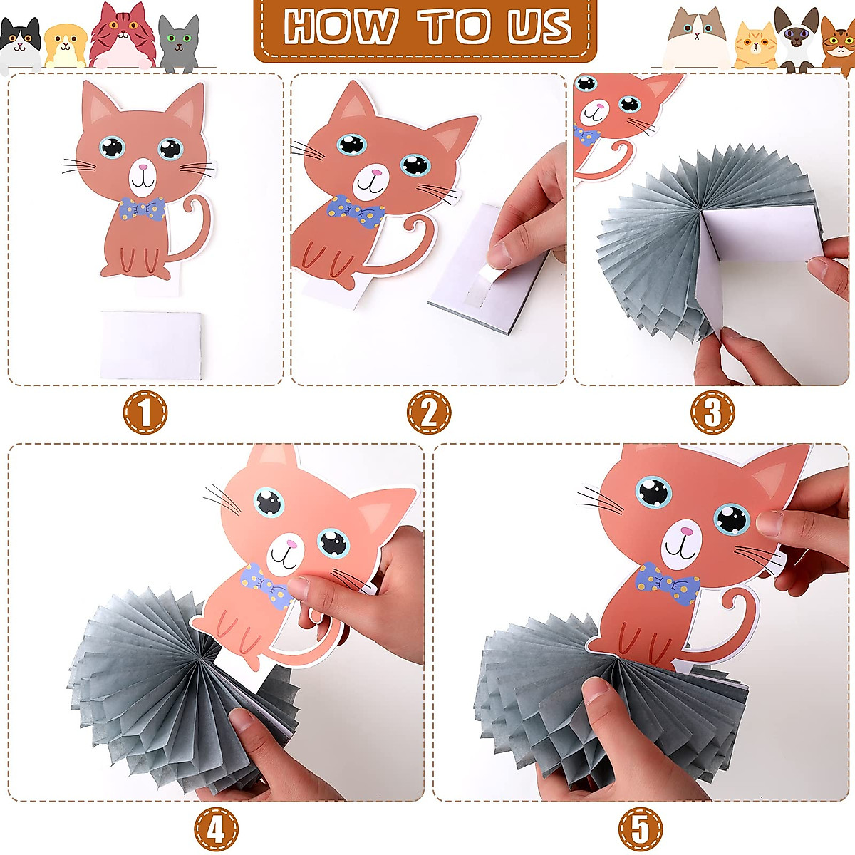 Chinco 9 Pcs Cat Party Centerpieces for Tables Cat Birthday Party Decorations Honeycomb Cat Party Supplies Cat Party Favor Table Decoration Cat Table Topper for Bridal Shower Wedding Birthday Party