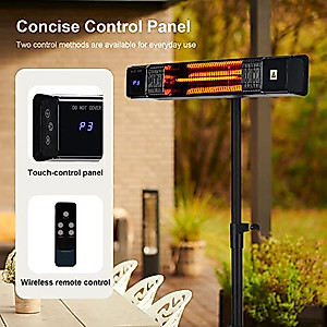 Mountman Patio Heater, Electric Heater for Outdoor/Indoor Use, 1500W Infrared Radiant Heater with Remote, 3 Modes, 24H Timer, IP45, Wall Mounted/Tripod for Garage, Backyard Porch, Basement, Balcony