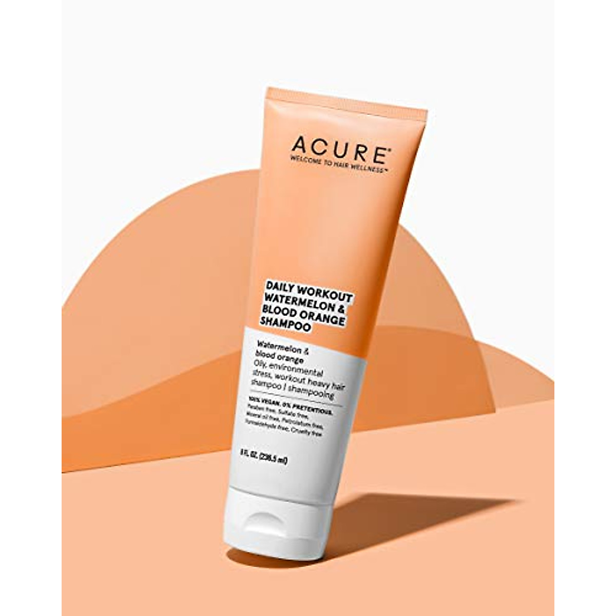 Acure Daily Workout Watermelon Shampoo | 100% Vegan | For Oily, Environmental Stressed, Workout Heavy Hair | Watermelon & Blood Orange - Gentle Everyday Formula | 8 Fl Oz