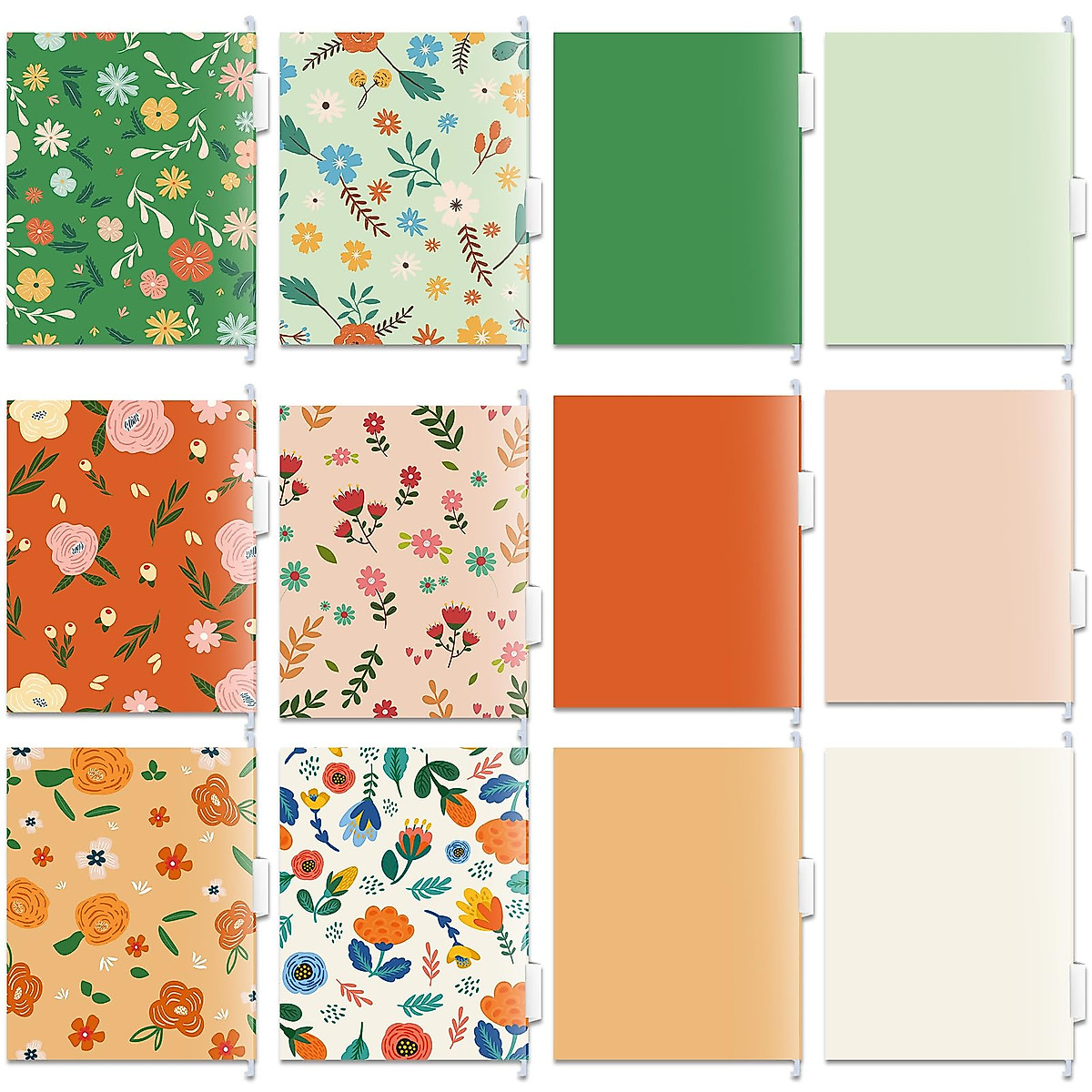 Qeeenar Decorative Floral File Folders, Letter Size, 12 Pieces, with Removable Labels and Adjustable Tabs