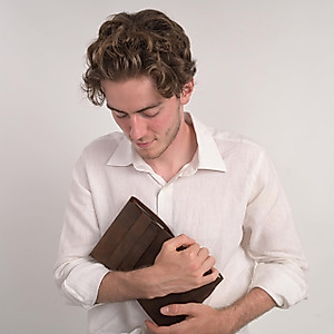 Leather Drawing Journal Daily Travel Diary, Antique Handmade Vintage Bound Rustic Writing Notebook, Genuine Leather- Quality Unlined/Blank Cream Paper, Art Sketchbook, 7x10 Inches-Brown