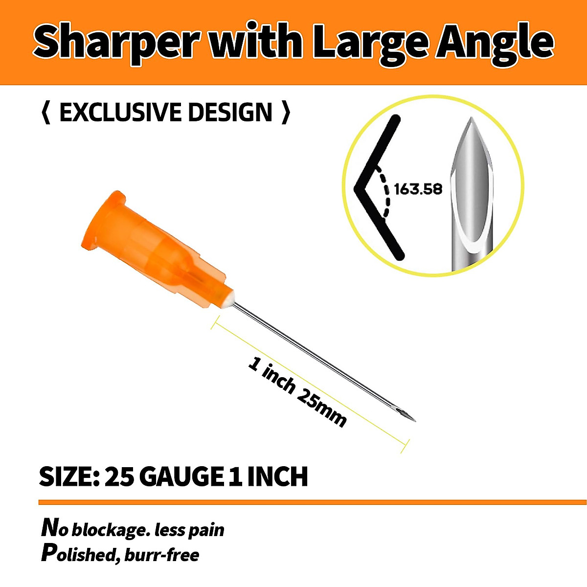 TIKAPLAS 25 Gauge 1 inch Luer Lock Dispensing Accessorie, Individual Packaged, Pack of 100
