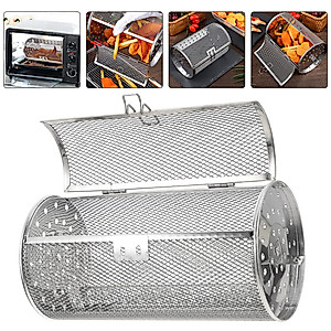SHERCHPRY Rotisserie Grill Roaster Drum, Air Fryer Oven Basket, Stainless Steel Oven Rack, Rotisserie Basket for Peanut Dried Nut Coffee Beans BBQ