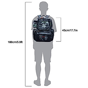 Sougayilang Fishing Tackle Backpack Waterproof Tackle Bag Storage with 4 Trays Tackle Box and Protective Rain Cover for Camping Hiking - Camouflage