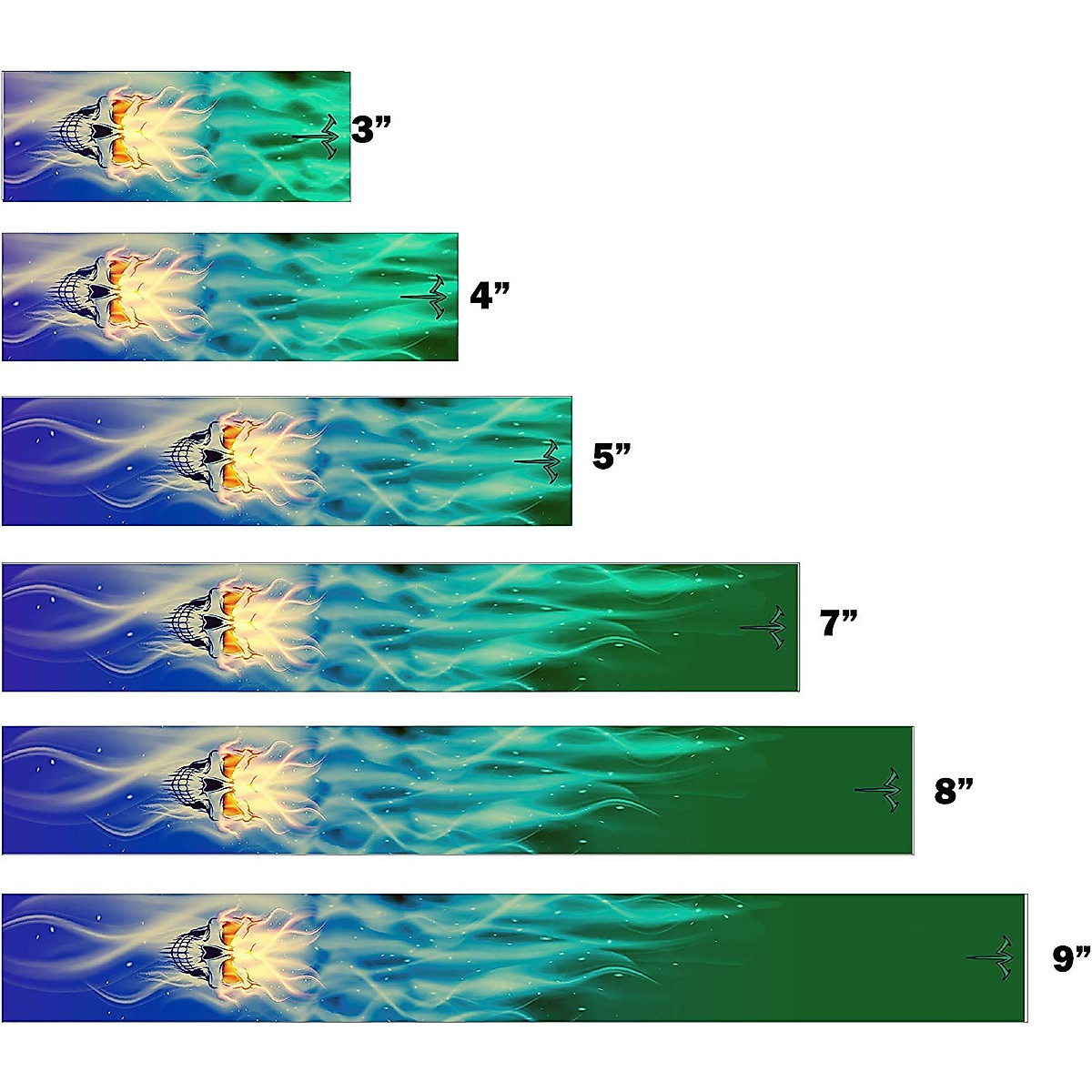 White Water Archery Laminated Green Flaming Eyes Skull Skeleton Smoke 1 Arrow Wraps 15 Pc Pack (7, 1)