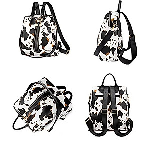 ENYIWH Women Fashion 2 Pack With Backpack Purse Leather Shoulder Bag Travel Bag Handbag Casual Fashion Multipurpose Design Convertible Shoulder Bag Handbag with Wristlet (White Cow)