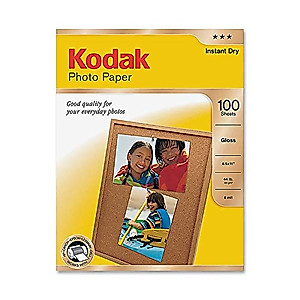 Kodak Photo Paper for inkjet printers, Gloss Finish, 7 mil thickness, 100 Sheets, 8.5” x 11” (8209017)
