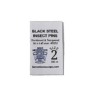 Premium Black Enameled Steel Insect Pins, Size 2, Pack of 100