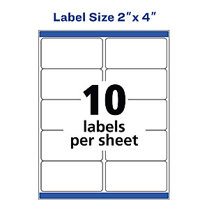 Avery TrueBlock Printable Shipping Labels with Sure Feed, 2" x 4" Customizable Stickers, White, 1,250 Blank Mailing Labels Total (5-Pack of 8163)
