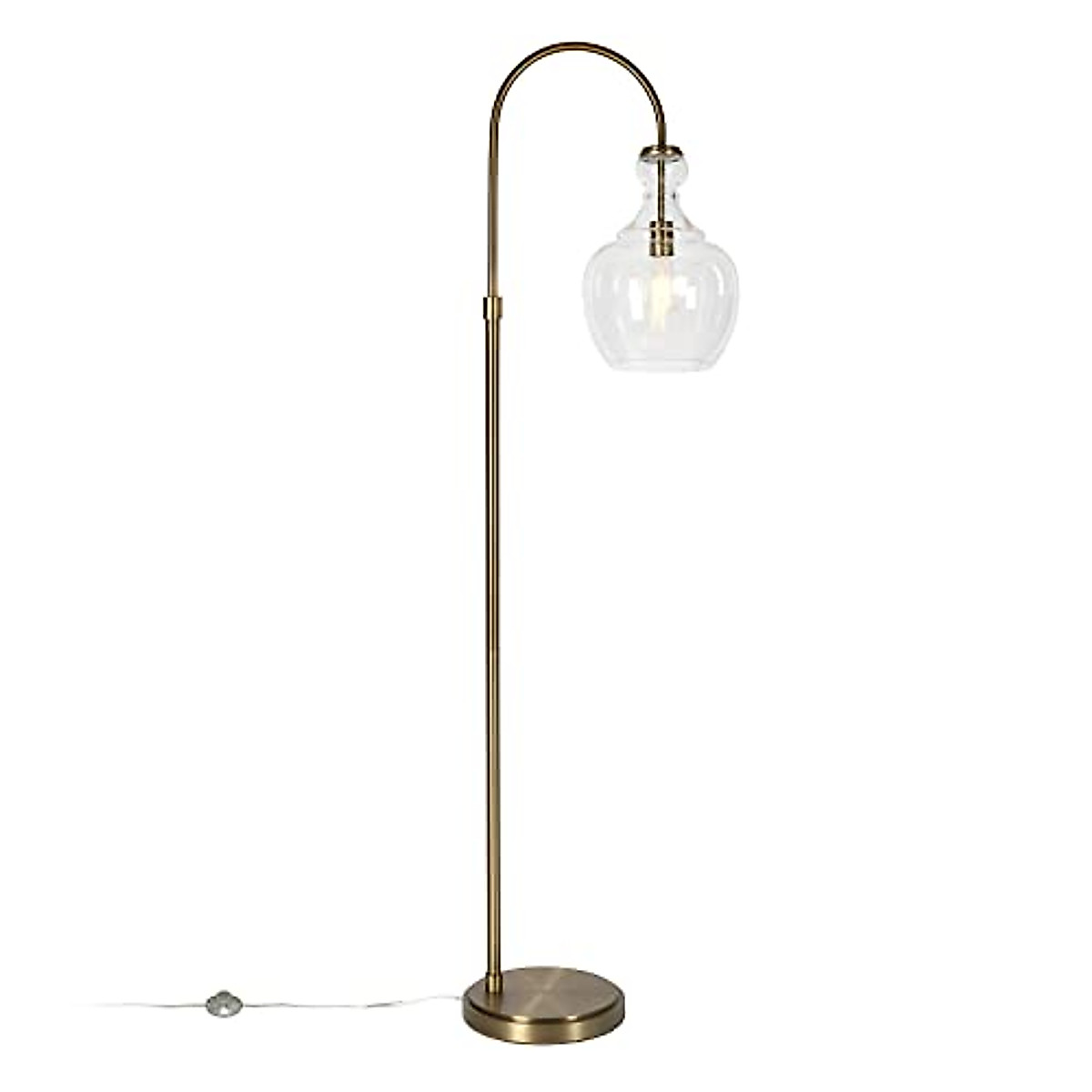 Henn&Hart Arc Floor Lamp with Glass Shade in Brass/Seeded, Floor Lamp for Home Office, Bedroom, Living Room