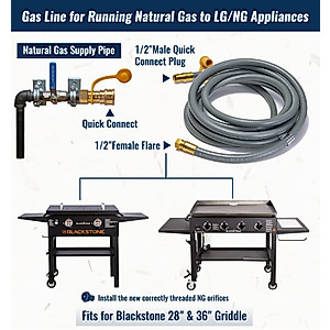 CALPOSE 15 Feet 5249 Propane to Natural Gas Conversion Kit for Blackstone 28”, 36” Griddle, 3/8 inch ID Natural Gas Hose Compatible for Tailgater, Rangetop Combo & Single Burner Rec Stove