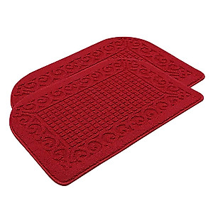 COSY HOMEER 27X18 Inch Anti Fatigue Kitchen Rug Mats are Made of 100% Polypropylene Half Round Rug Cushion Specialized in Anti Slippery and Machine Washable,Burgundy (2 pcs)
