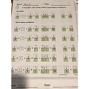 Channie’s One Page A Day Workbook, Beginner Single Digit Fraction Math Practice Worksheets, 50 Pages Front & Back, 25 Sheets, Grades 3rd, 4th, and 5th, Size 8.5” x 11” Summer School, Summer Bridge