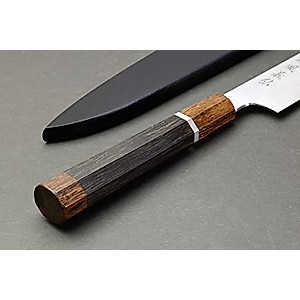 Yoshihiro TM-Hayate ZDP-189 Super High Carbon Stainless Steel Sujihiki Kiritsuke Knife Octagonal Ebony Wood Handle with Sterling Silver Ring (9.5" (240mm))