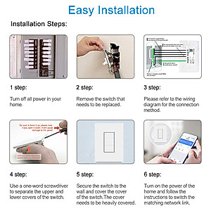 Smart Light Switch, Triple switches WiFi Smart Switch Button, Compatible with Alexa and Google Home, Remote Control with Timing Funtion, No Hub Required,Smart Life APP Provides Control from Anywhere