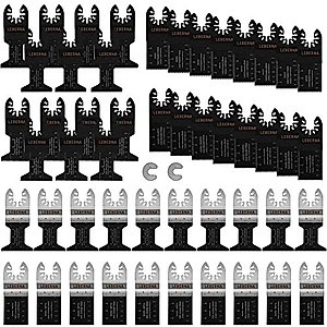Leberna 50 Metal Wood Universal Oscillating Multitool Quick Release Saw Blades Kit Compatible w Fein Multimaster Porter Cable Black&Decker Bosch Dremel Craftsman Ridgid Ryobi Milwaukee Dewalt Rockwell