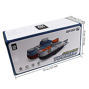 Tipmant RC Submarine Toy Remote Control Boat Ship Electric Dive for Fish Tank Water Tub Kids Birthday Gift (Blue)