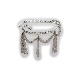 Women Boot Bracelet Western Hip Hop Fashion Jewelry Silver Metal Chain Fringe Tassel Wave Charms