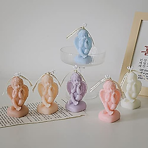 Cute Angel Shaped Scented Candle,50G Aroma Soy Wax Decorative Candle,Handmade Aesthetic Candlefor Table Photo Prop Birthday Gift,Prefect for Meditation Stress Relief Mood Boosting Bath Yoga (Pink)