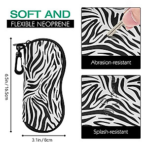 MoKo Sunglasses Soft Case Ultra Light Neoprene Zipper Eyeglass Case with Clip, Zebra