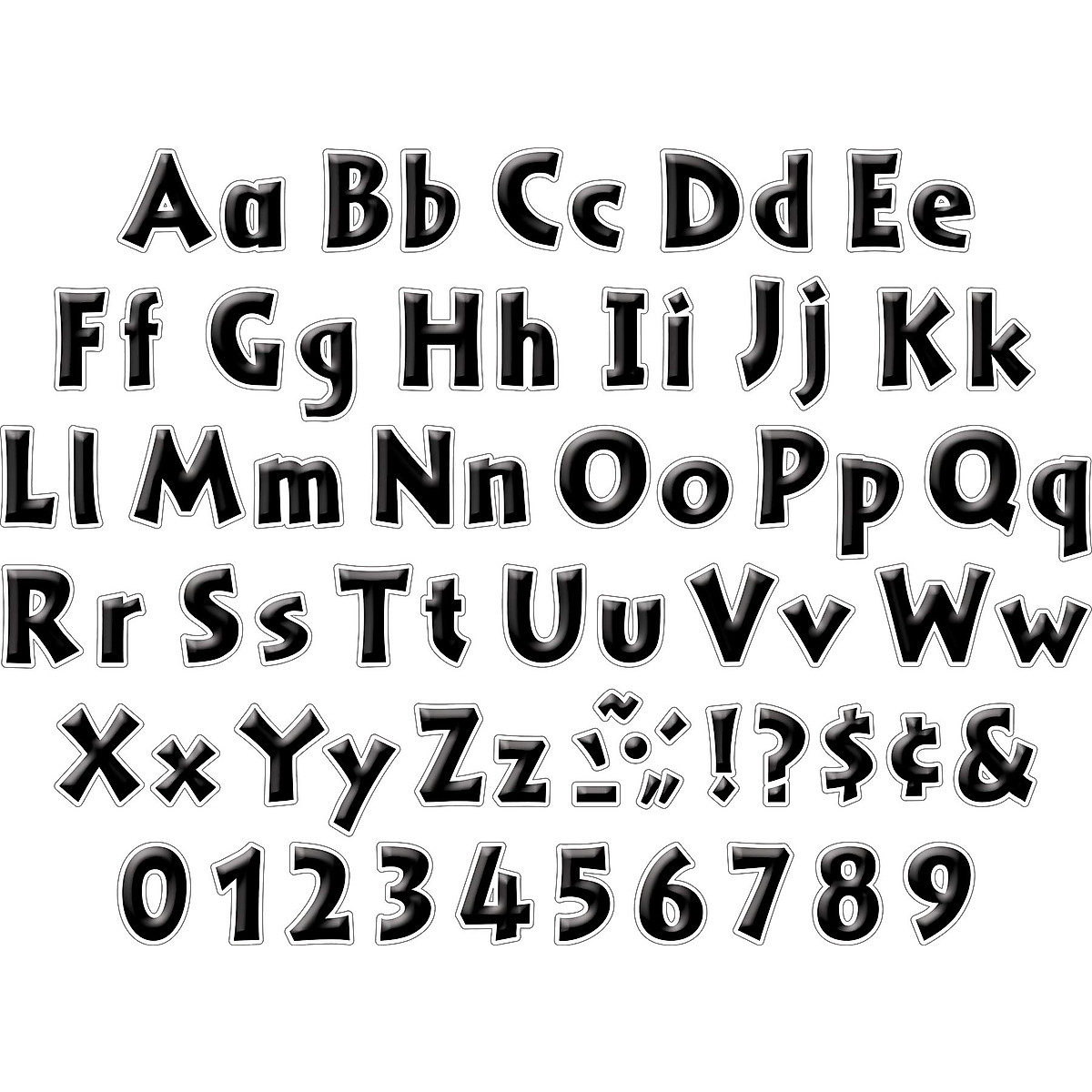 BARKER CREEK 4" Letter Pop-Outs 2 Pack, Black Tie Affair, Jazz Up Your Bulletin Boards with These Colorful Letters, 510 Upper and Lowercase Letters, Numbers & Punctuation Marks, 4" (3637)