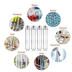 Acrux7 30 Pack Clear Plastic Test Tubes with Screw Caps, 45ml Clear Botanical Bath Salt Tubes 1x5 inch for Beads, Gumball, Candy Storage, Decorate(25x140mm)