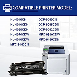 NUCALA Compatible TN 115BK TN-115BK TN115BK Toner Cartridge Replacement for Brother MFC-9450CDN DCP-9040CN HL-4040CDW HL-4050CDN Printer Toner (Up to 5,500 Pages, 1-Pack, Black)