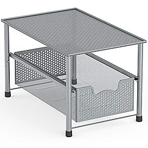 Simple Houseware Stackable Under Sink Cabinet Sliding Basket Organizer Drawer, Silver