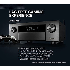 Denon AVR-X4700H 8K Ultra HD 9.2 Channel (125 Watt X 9) AV Receiver 2020 Model - 3D Audio & Video with IMAX Enhanced, Built for Gaming, Music Streaming, Alexa + HEOS