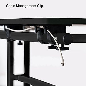 SogesPower 2 Platforms Mobile Laptop Desk Adjustable Side Table Computer Stand for Bed Sofa,Mobile Standing Desk with Cup Holder and Hooks,Black