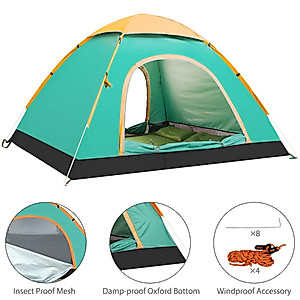 Ubon 3 Person Durable Instant Tent Ventilation Pop Up Indoor Tent Portable Outdoor Tent - Forest Green
