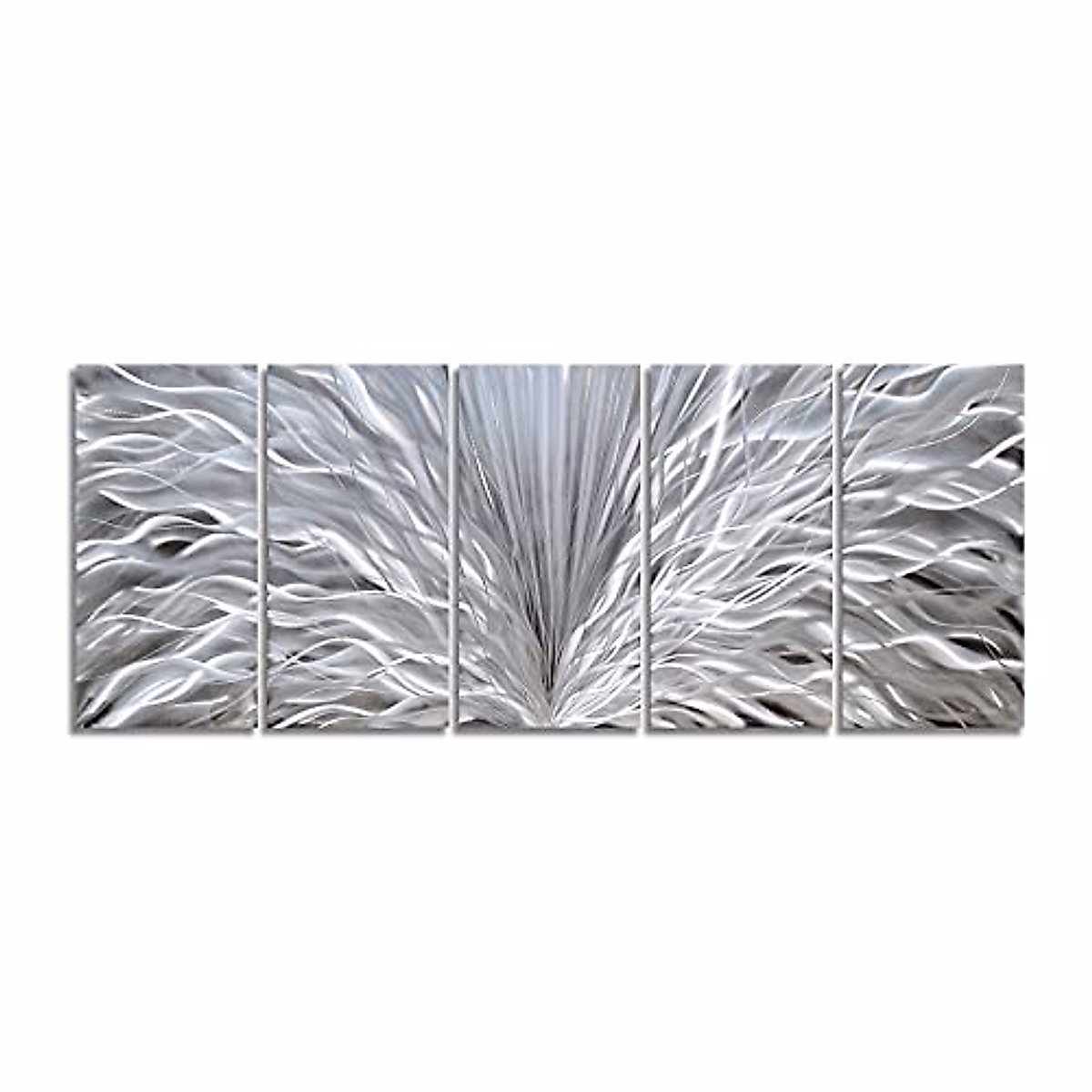 SYGALLERIER Silver Metal Wall Arts Hand Crafted Huge 3D Abstract Aluminum Artwork Modern Sculpture Contemporary Metallic Pictures for Living Room Bedroom Dinning Decor