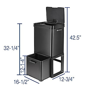 CozyBlock 20 Gallon Automatic Trash Can, Black Steel Touchless Motion Sensor Bin, Wide Opening Soft Close Lid, 75L, Large Capacity Slim Design