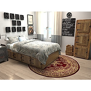 Unique Loom Versailles Collection Traditional Classic Border with Medallion Motif, Area Rug (6' 0 x 6' 0 Round, Burgundy/ Ivory)