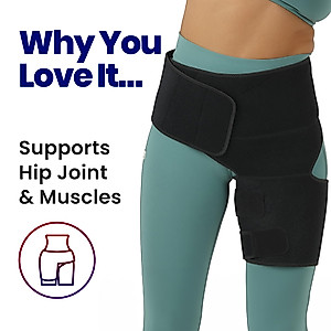 Hip Brace Thigh Compression Sleeve | Hip Sciatica Pain Relief Device Brace | Hamstring & Groin Compression Sleeve Wrap for Sciatic Nerve Relief | Hip Support Brace for Women & Men | Large / Right