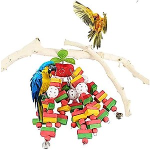 Litewoo Large Bird Parrot Swing Toys, Colorful Apple Shape Chew Wood Toy for Medium Large Bird and Parrot
