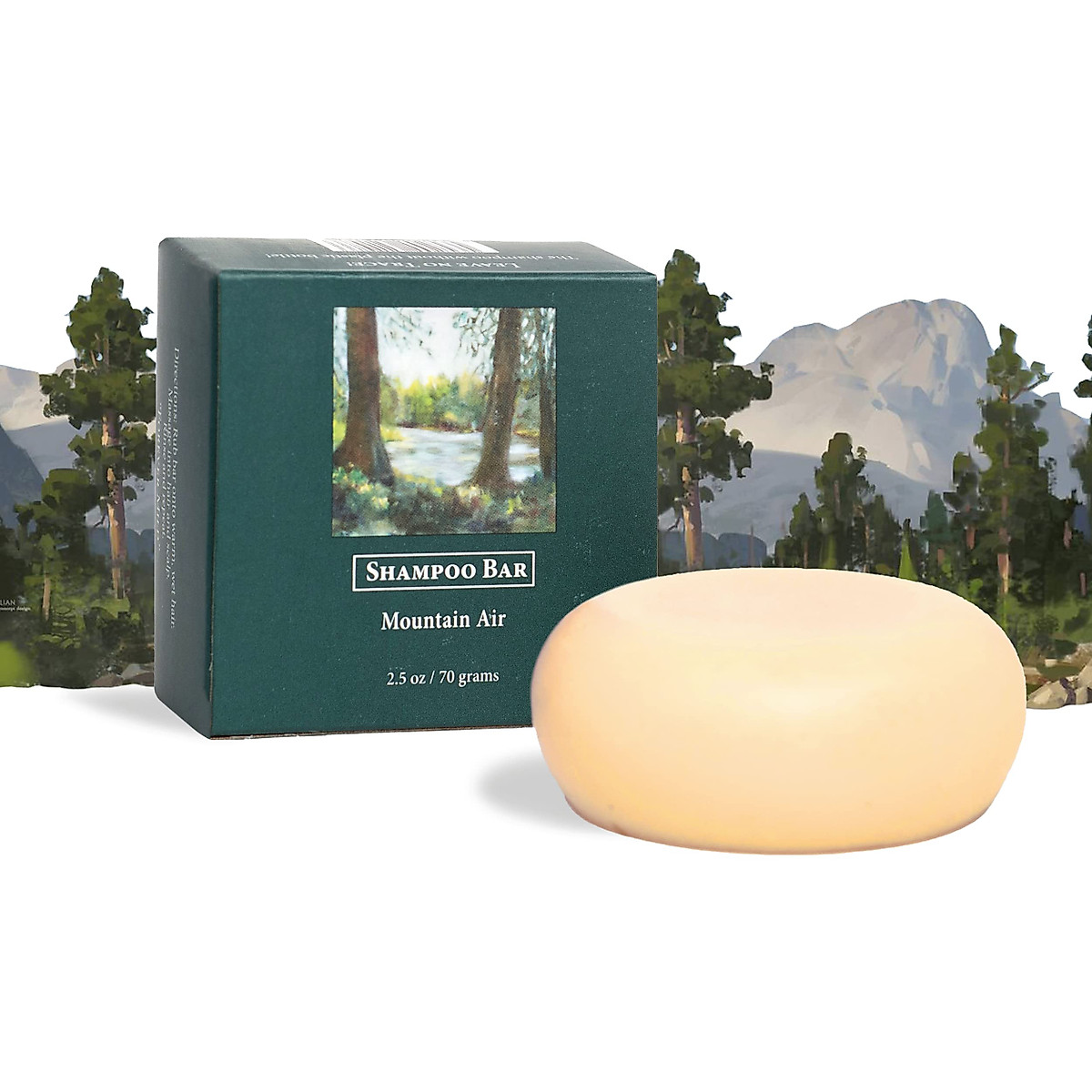 Adirondack Fragrance & Flavor Farm ADK Mountain Air Shampoo Bar for Oily Hair & Sensitive Scalp, Essential Oils, Sulfate-Free Plant-Based Vegan & Eco Friendly Solid Hair Cleanser, 2.5 Oz, 70 grams