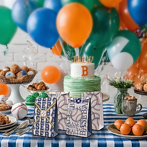 Baseball Party Favor Gift Bags for Birthday, Housewarming, Wedding, thank you bags，snack bags，Birthdays party favor bags，Celebrations and Sporting Event Graduation, Graduation - Set of 12