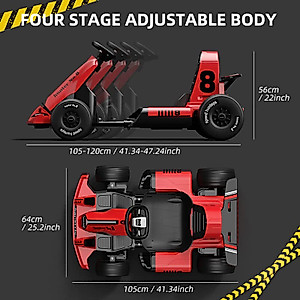 KORIMEFA Go Kart for Kids Go Carts for Kids Ages 4-8 Kids Pedal Go Kart Big Wheels for Kids Boys Girls with Bluetooth/Fm Adjustable& Remote Control