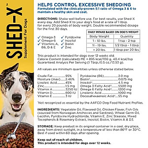 Shed-X Liquid Dog Supplement, 16oz – 100% Natural – Helps Control Excessive Dog Shedding with Fish Oil for Dogs Supplement of Essential Fatty Acids, Vitamins, and Minerals