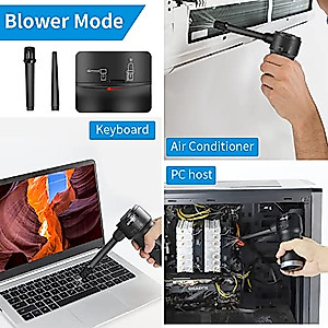 AFMAT Compressed Air Duster & Small Vacuum Cleaner 2-in-1, USB Rechargeable Cordless Air Duster Electric, Portable Air Blower and Mini Vacuum Cleaner for Keyboard/Computer/Car Seat/PC