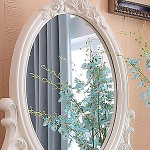 Luxury European Style Makeup Vanity, Vanity Table with Large Mirror and Upholstered Stool, Makeup Table with 4 Drawers, Bedroom Furniture Girls Women Gifts, White