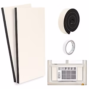 HOXHA AC Side Panels Kits, Air Conditioner Foam Insulation Window Kit 2 Pack, Air Conditioner Accessories Seal, 17 inch×9 inch ×7/8 inch,White