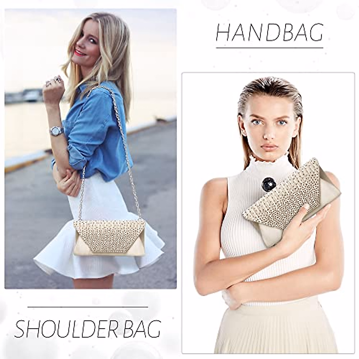 Clutch Purses for Women Wedding Purses for Women Evening Bag Evening Clutch Purses for Women Formal Women's Evening Handbags Bridal Clutch Wedding Clutch Wedding Purse Small Clutch (Champagne)