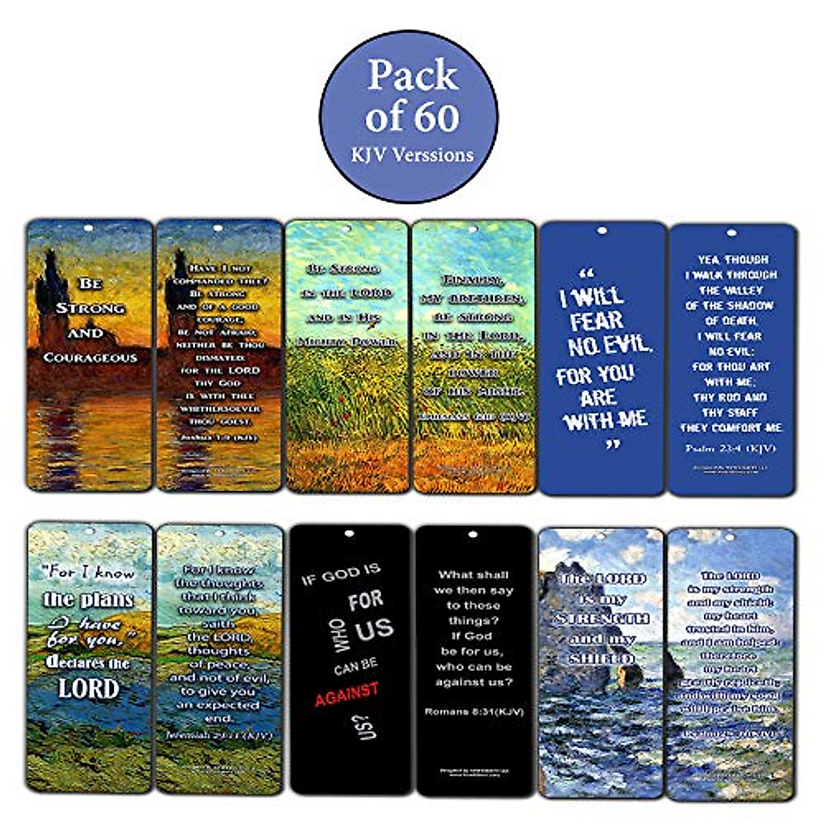 NewEights Christian KJV Bookmarks Cards - Be Strong (60-Pack) - Jeremiah 29:11 Stocking Stuffers Gift with Inspirational, Motivational, Encouraging Scripture Based Messages