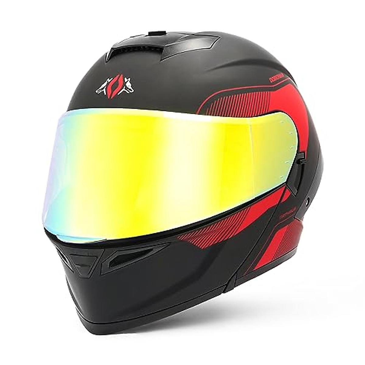 Orthrus Modular LED Full Face Motorcycle Helmet - DOT Approved, Flip-Up Dual Visor Design for Motorbikes, Street Bikes, Mopeds, Racing, Commuting - Unisex Adult