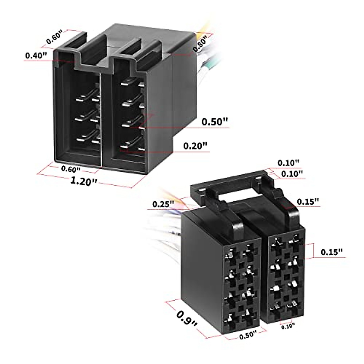 16 Pin ISO Radio Wire Harness Adapter (Pair, Male & Female) Fits for Peterbilt Freightliner Semi Truck International Volvo Sterling Mack Kenworth Stereo