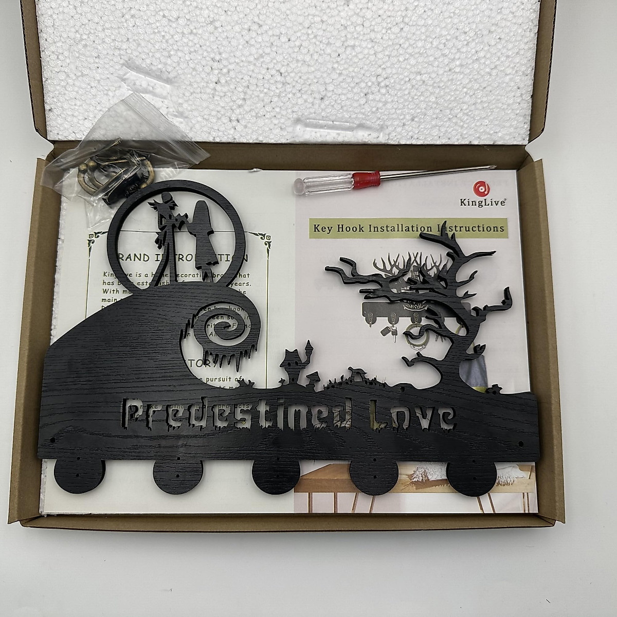 KingLive Predestined Love Coat Hook,The Christmas Eve Decoration,Nightmare Before Christmas Wooden Coat Hooks Key Hooks Home Decora for Bedroom Kitchen Towel Rack,Halloween Present Christmas Gifts