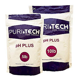 Puri Tech Chemicals pH Plus 15lb Resealable Bag for Swimming Pools & Spas pH Increaser Up Balancer 100% Sodium Carbonate Increases pH & Chlorine Effectiveness
