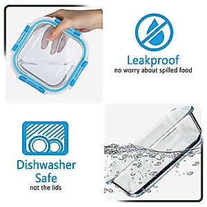 M MCIRCO 30 Pieces Glass Food Storage Containers with Upgraded Snap Locking Lids,Glass Meal Prep Containers Set - Airtight Lunch Containers, Microwave, Oven, Freezer and Dishwasher Friendly, Blue